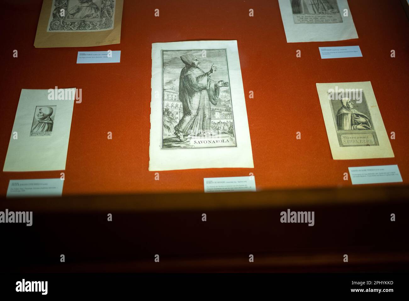 Pamphlets on Savonarola at the Museo di San Marco, Florence Stock Photo ...
