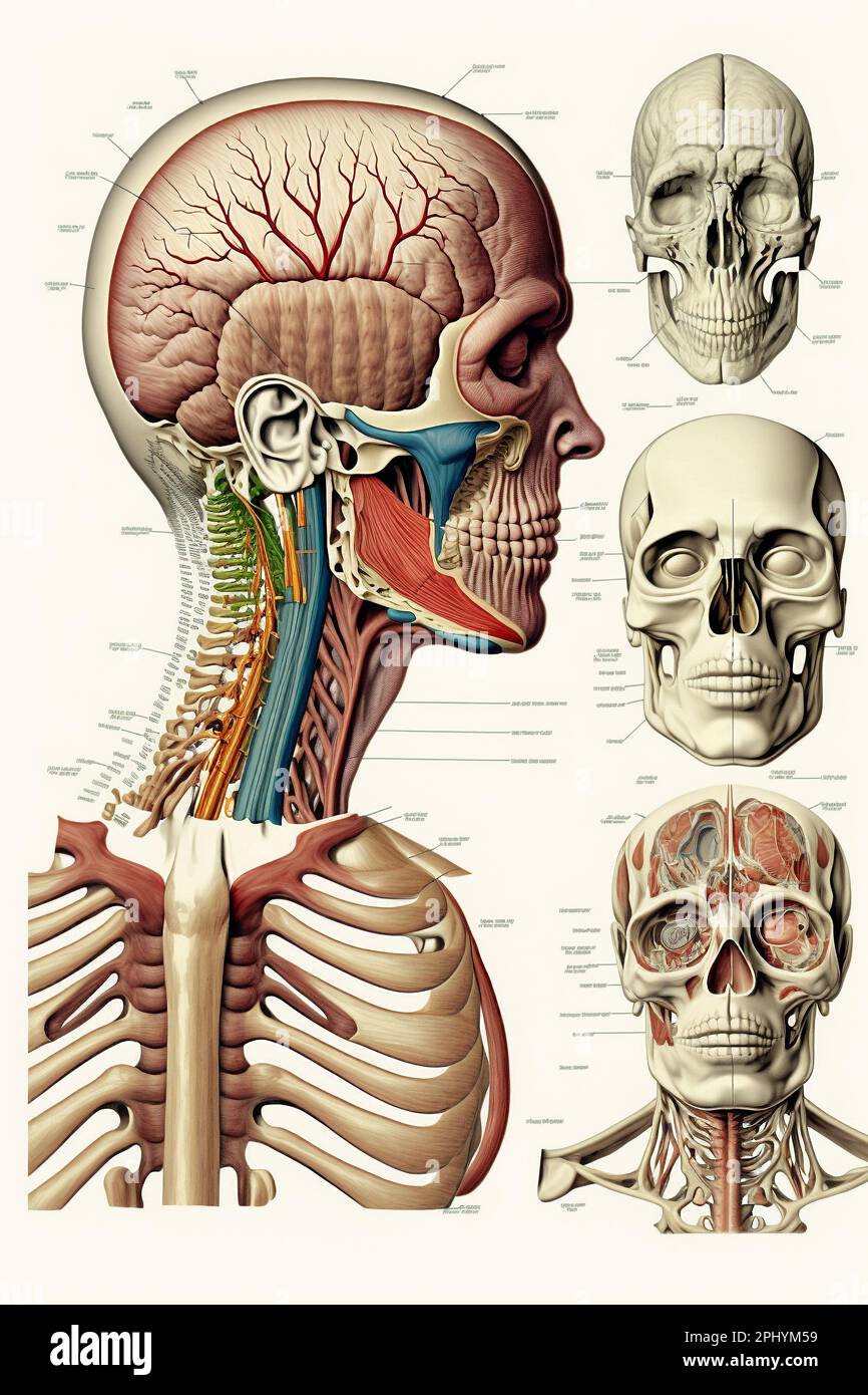 Human skull diagram hi-res stock photography and images - Alamy