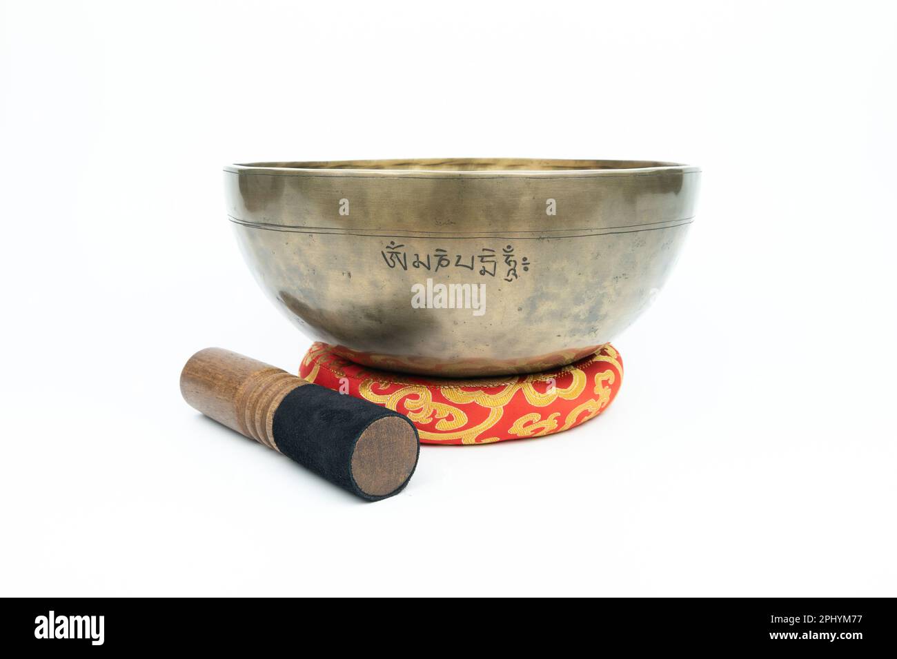 Tibetan handcrafted full moon singing bowl with a striker stick ...