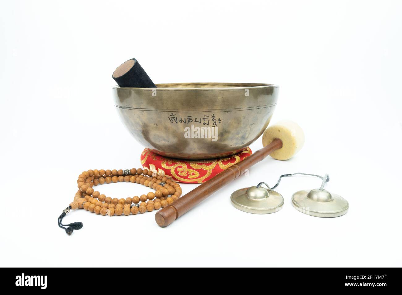 Tibetan handcrafted full moon singing bowl with mallet (striker stick ...