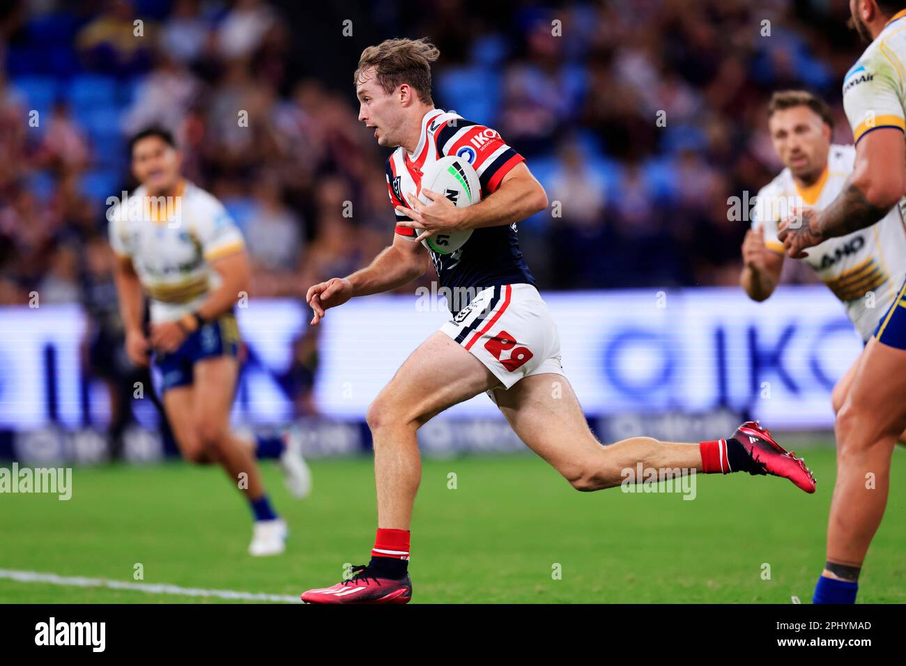 Sam Walker of the Roosters makes a break during the NRL Round 5 match ...