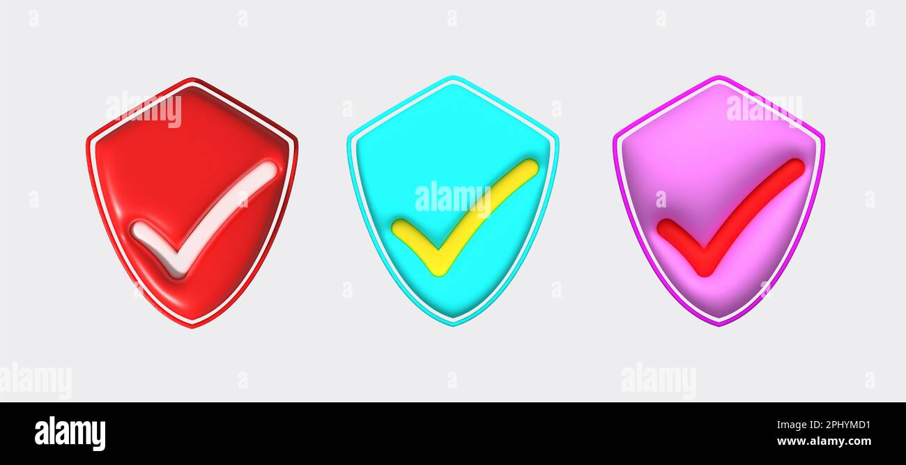 3D illustration Like or correct symbol,Confirmed or approved button ...