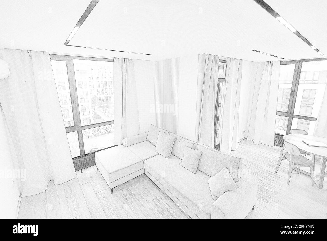 Modern kitchen counter window Black and White Stock Photos & Images - Alamy