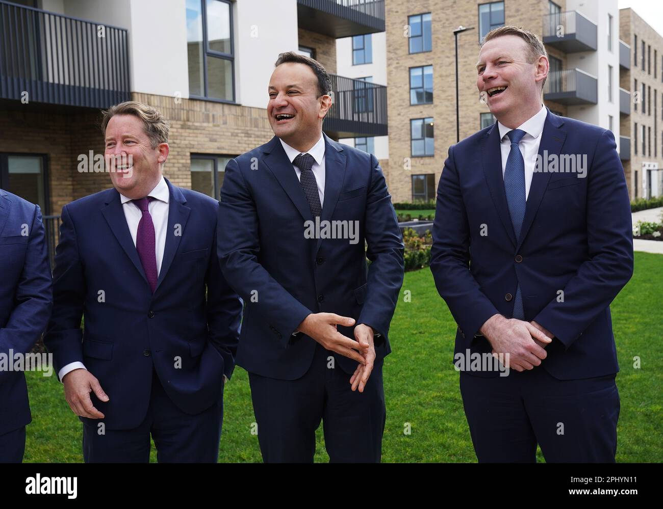 Taoiseach Leo Varadkar (centre), Housing minister Darragh O'Brien (left ...