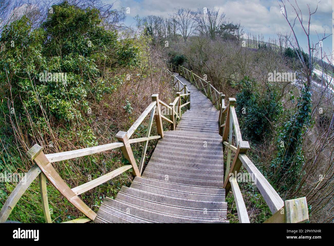 Stairs leading down from Bungay castle grounds Stock Photo - Alamy