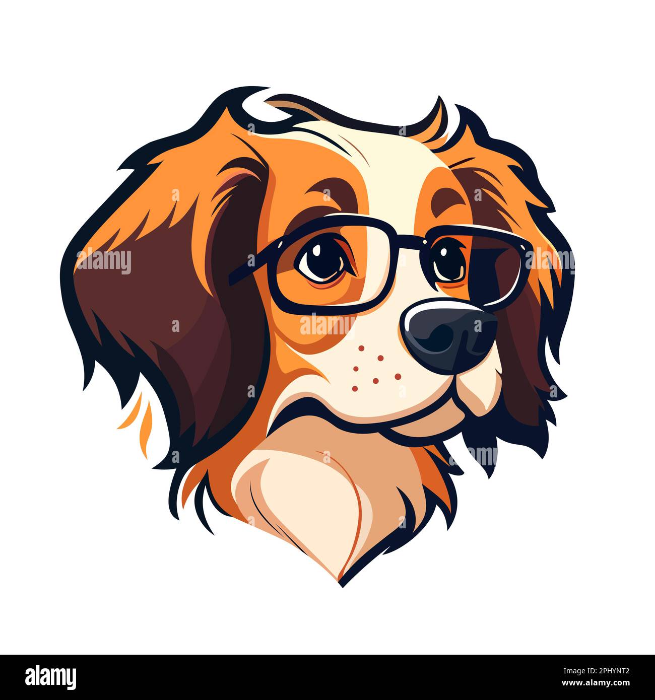 Dog head logo design. Abstract colorful dog head. Smart dog in glasses ...