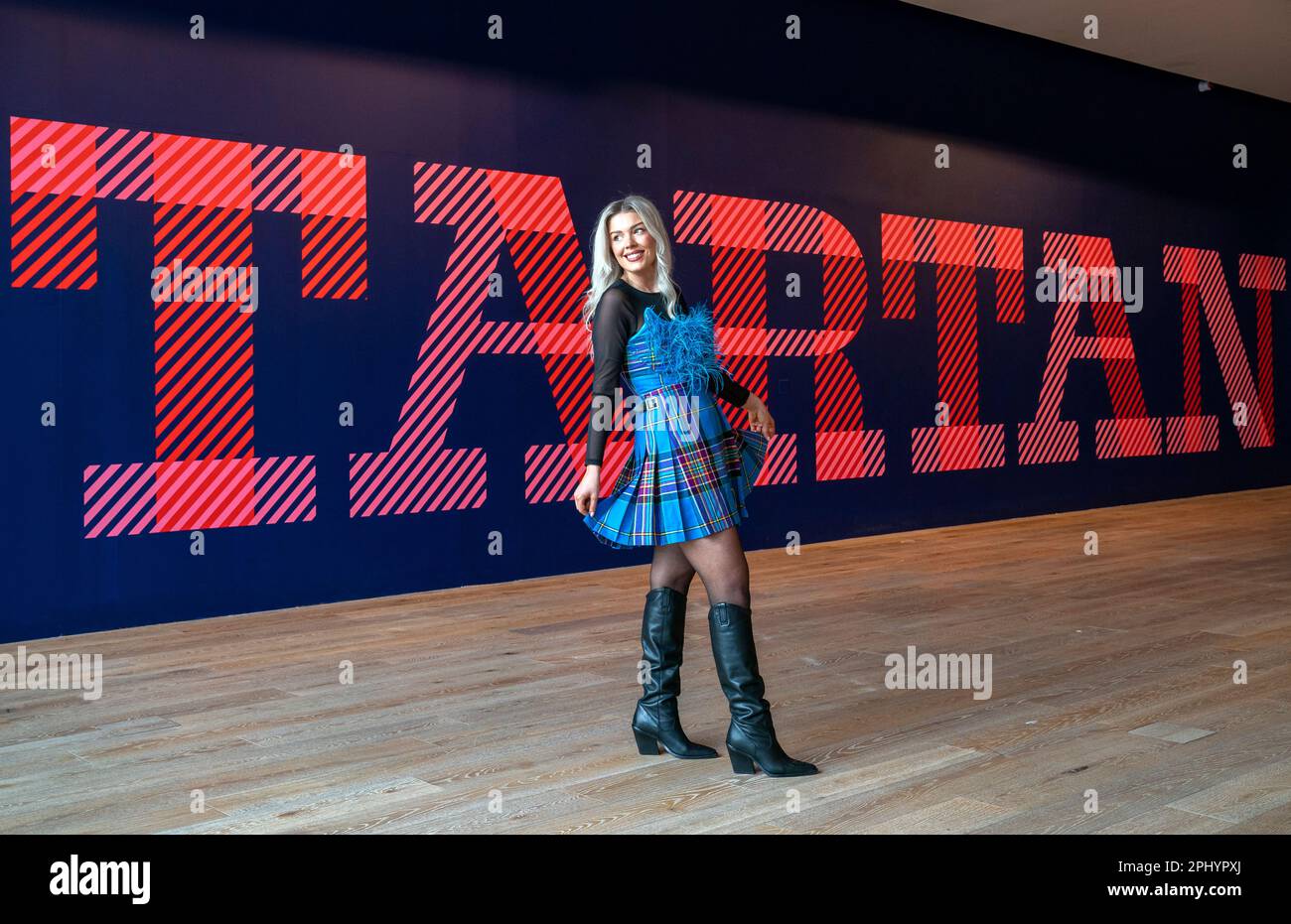 Designer Siobhan MacKenzie wears the tartan she designed for the ...
