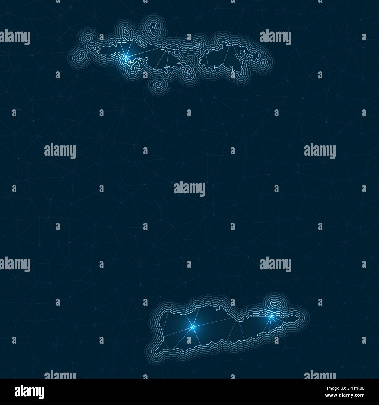 Virgin Islands network map. Abstract geometric map of the island ...