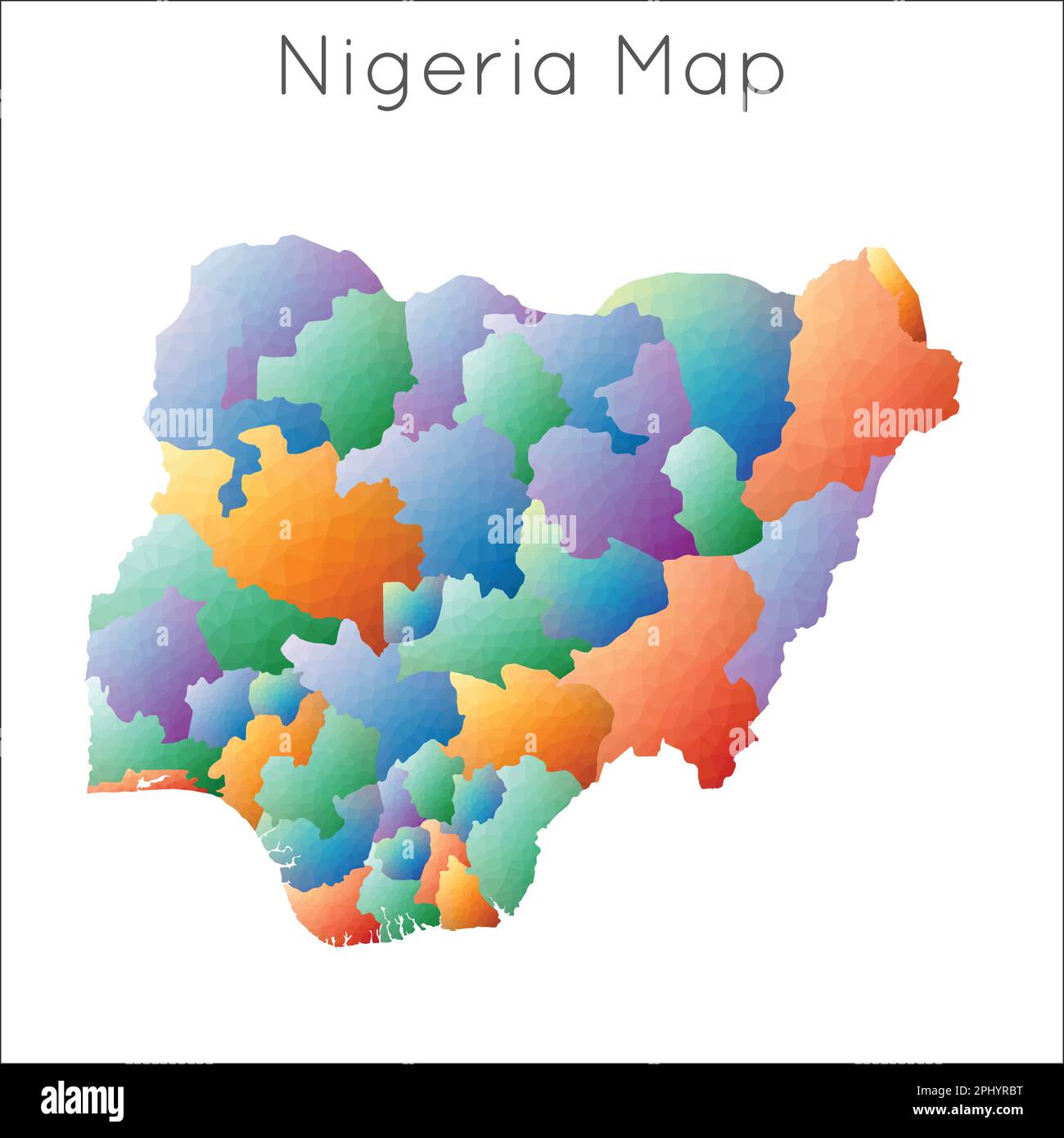 Low poly map of Nigeria. Nigeria geometric polygonal, mosaic style map ...