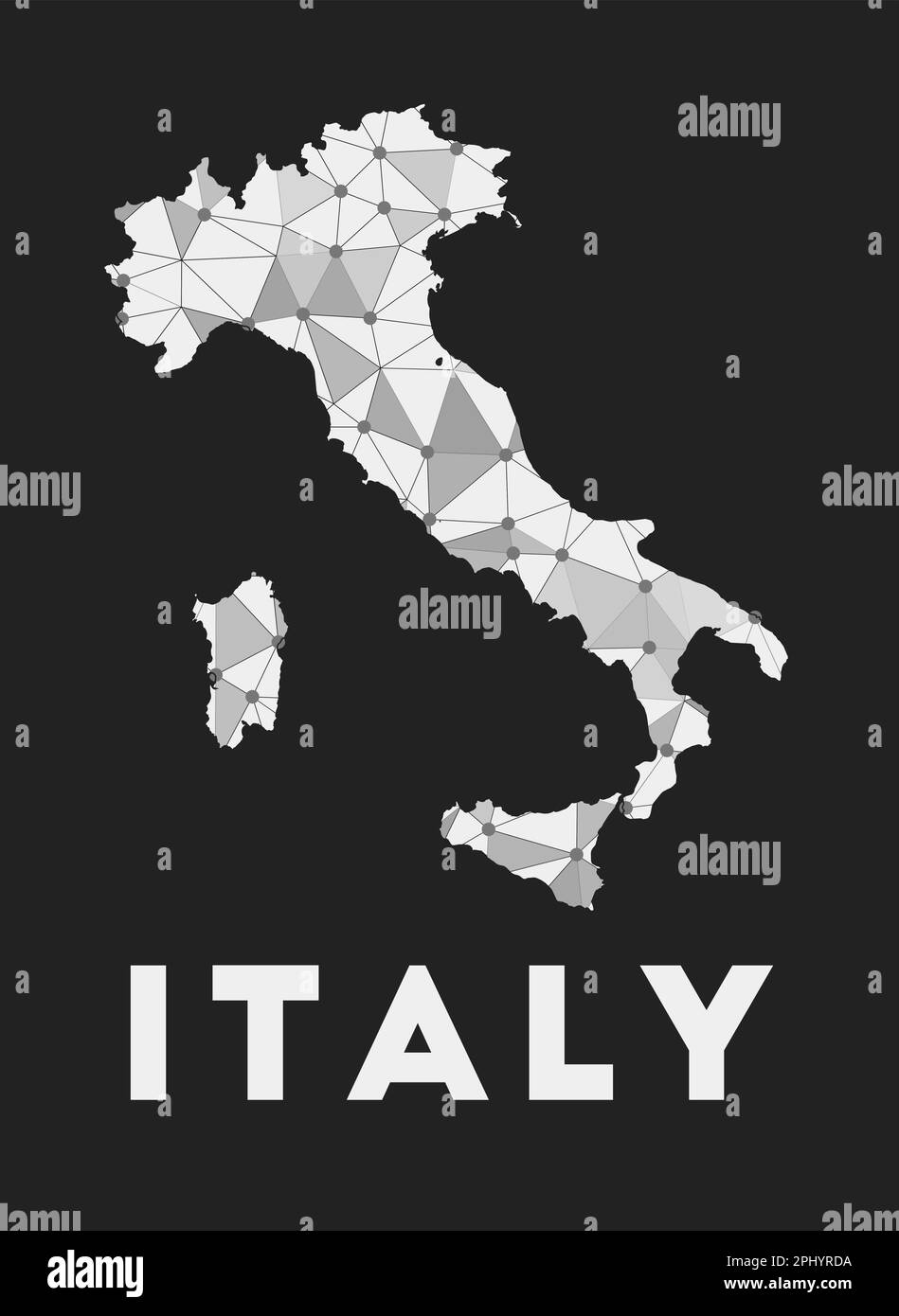 Italy - communication network map of country. Italy trendy geometric ...
