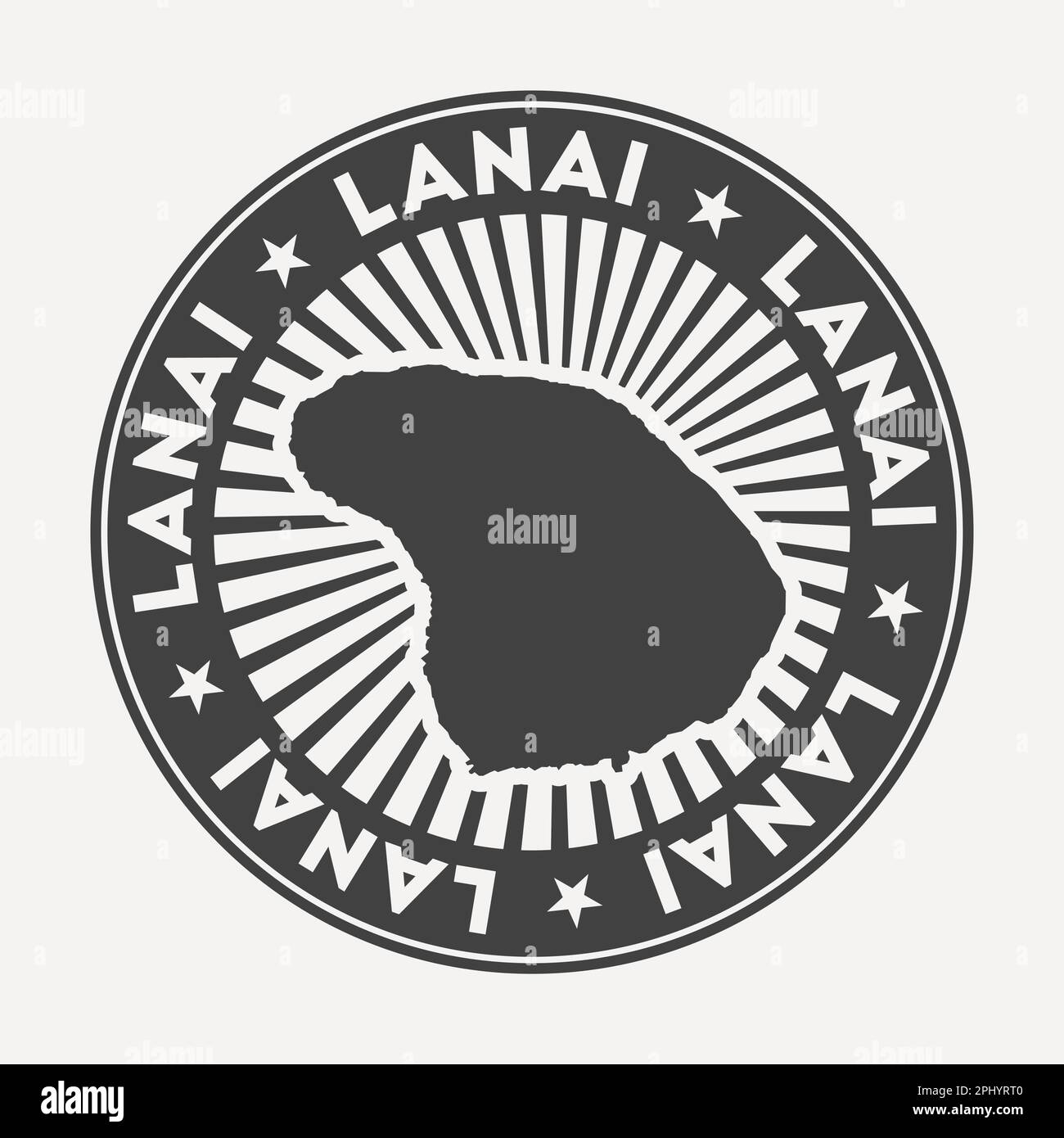 Lanai round logo. Vintage travel badge with the circular name and map of island, vector ...