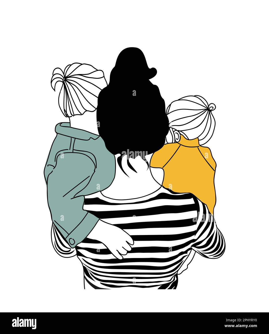 Young mother holding two children vector isolated Stock Vector Image ...