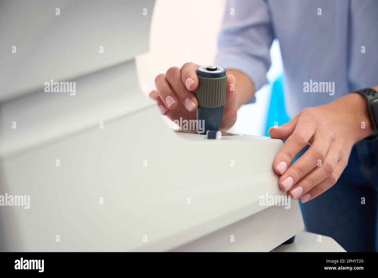 Female ophthalmologist using slit hi-res stock photography and images ...