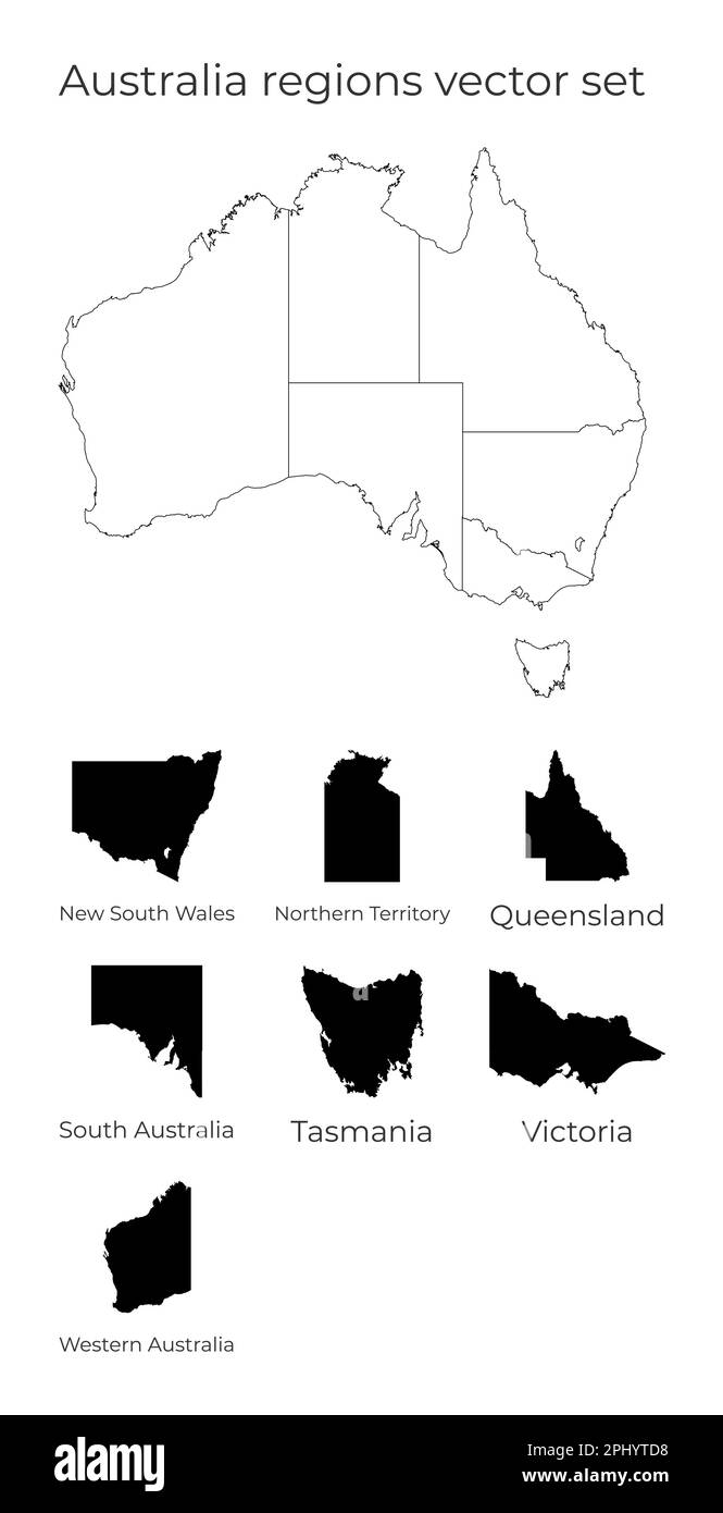 Australia map with shapes of regions. Blank vector map of the country ...