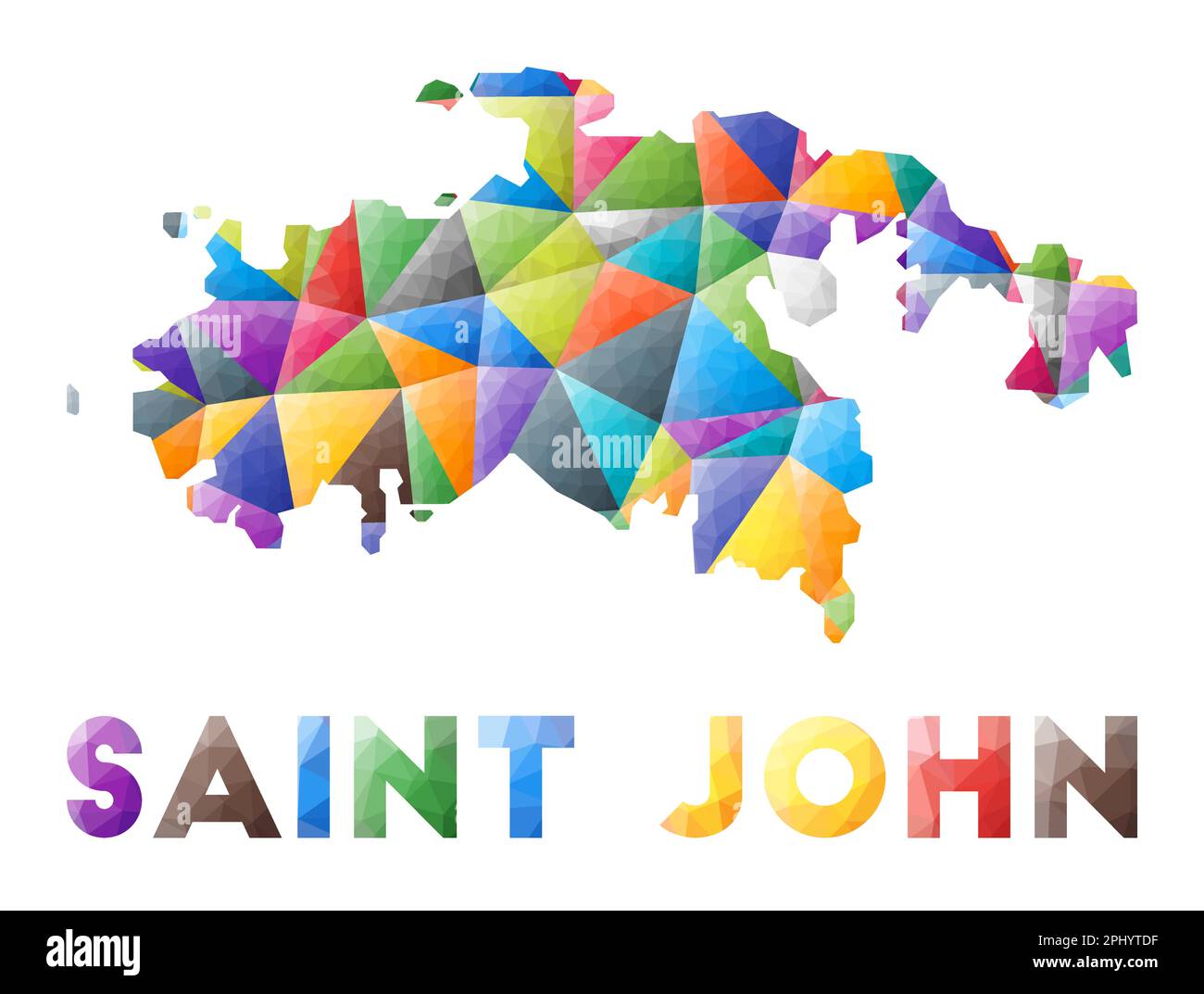Saint John - colorful low poly island shape. Multicolor geometric ...