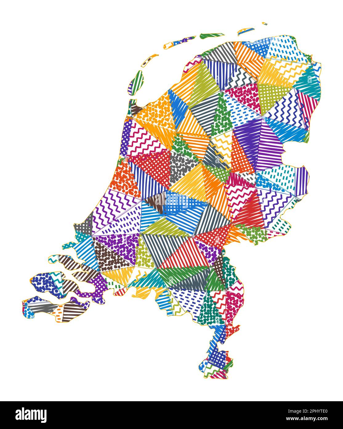 Kid style map of Netherlands. Hand drawn polygons in the shape of ...
