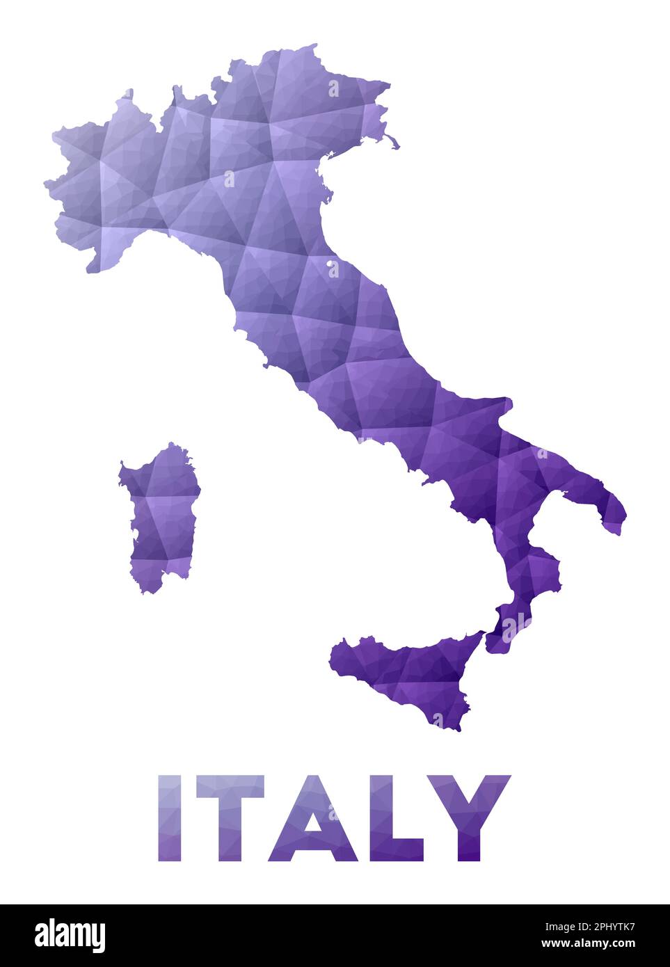 Map of Italy. Low poly illustration of the country. Purple geometric ...