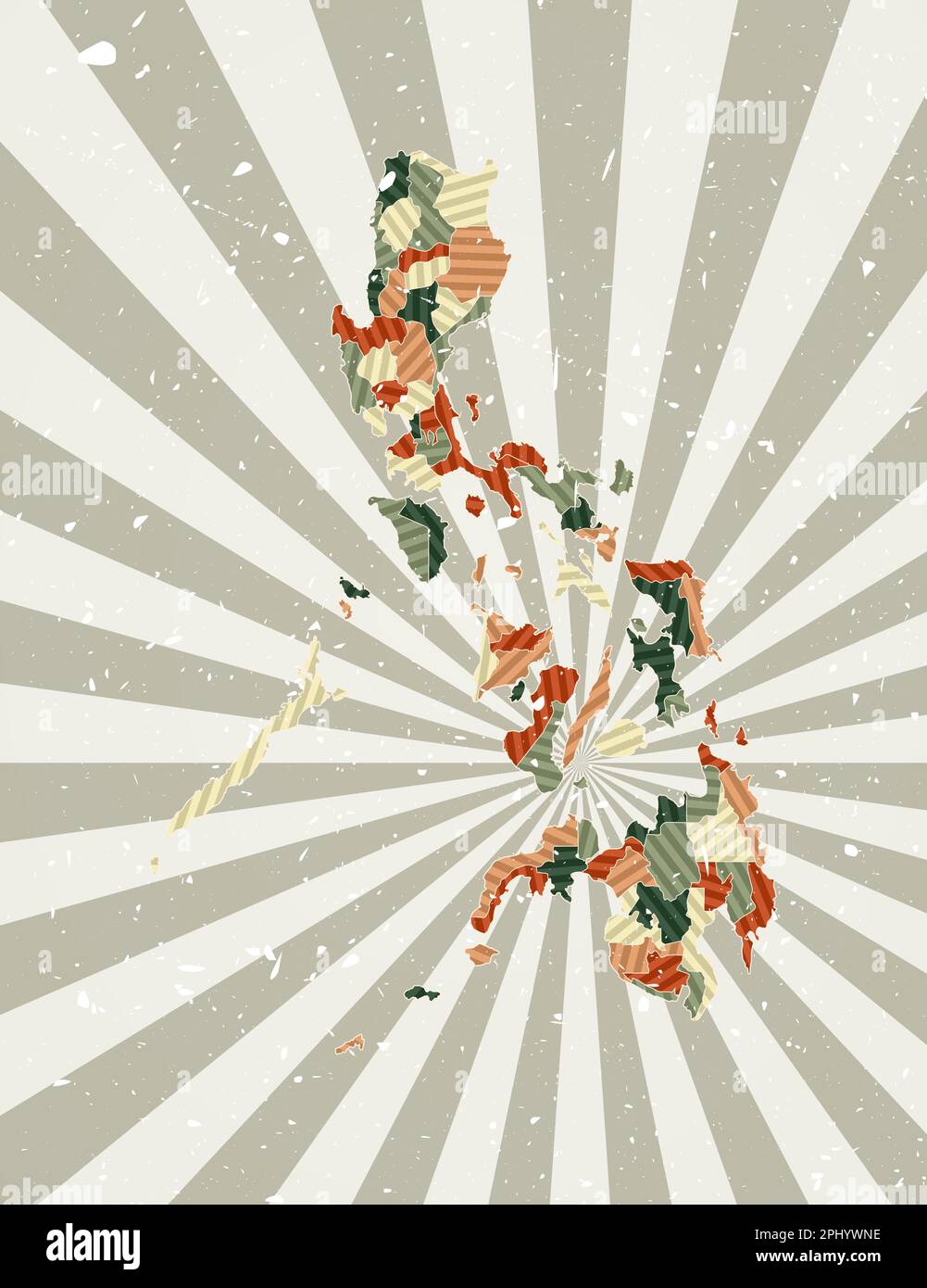 Philippines vintage map. Grunge poster with map of the country in retro ...