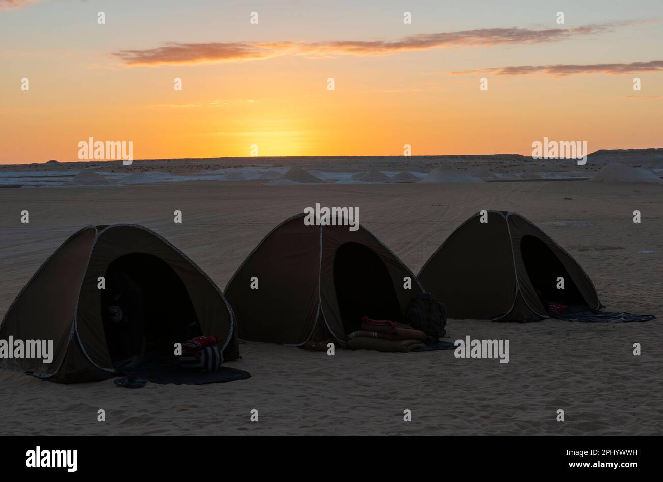 Landscape scenic view of desolate barren western desert campsite in ...
