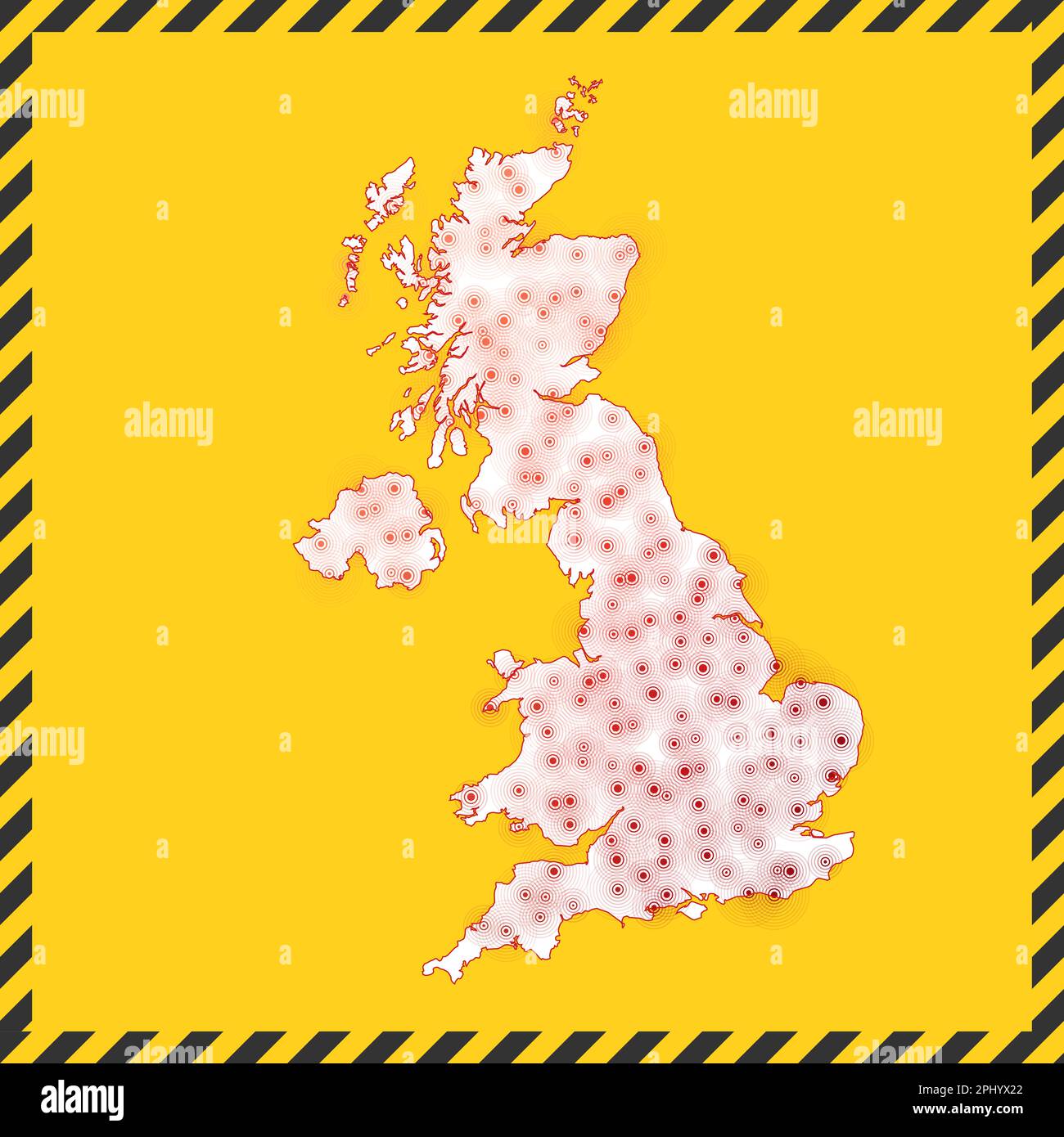 United Kingdom closed - virus danger sign. Lockdown country icon. Black ...