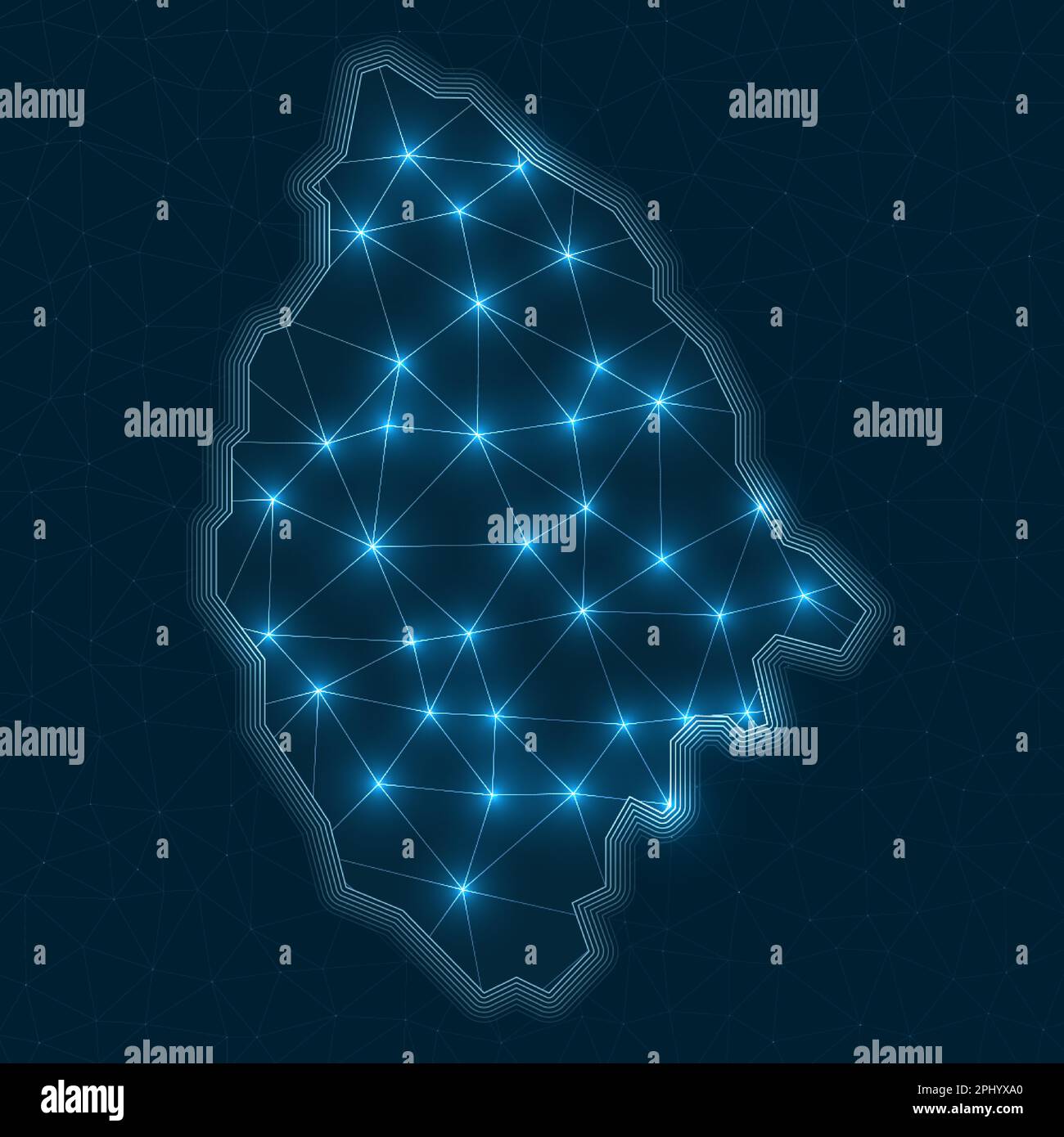La Digue network map. Abstract geometric map of the island. Digital ...