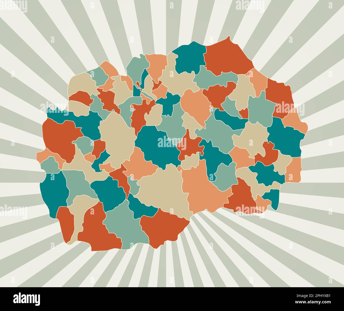 Macedonia map. Poster with map of the country in retro color palette ...