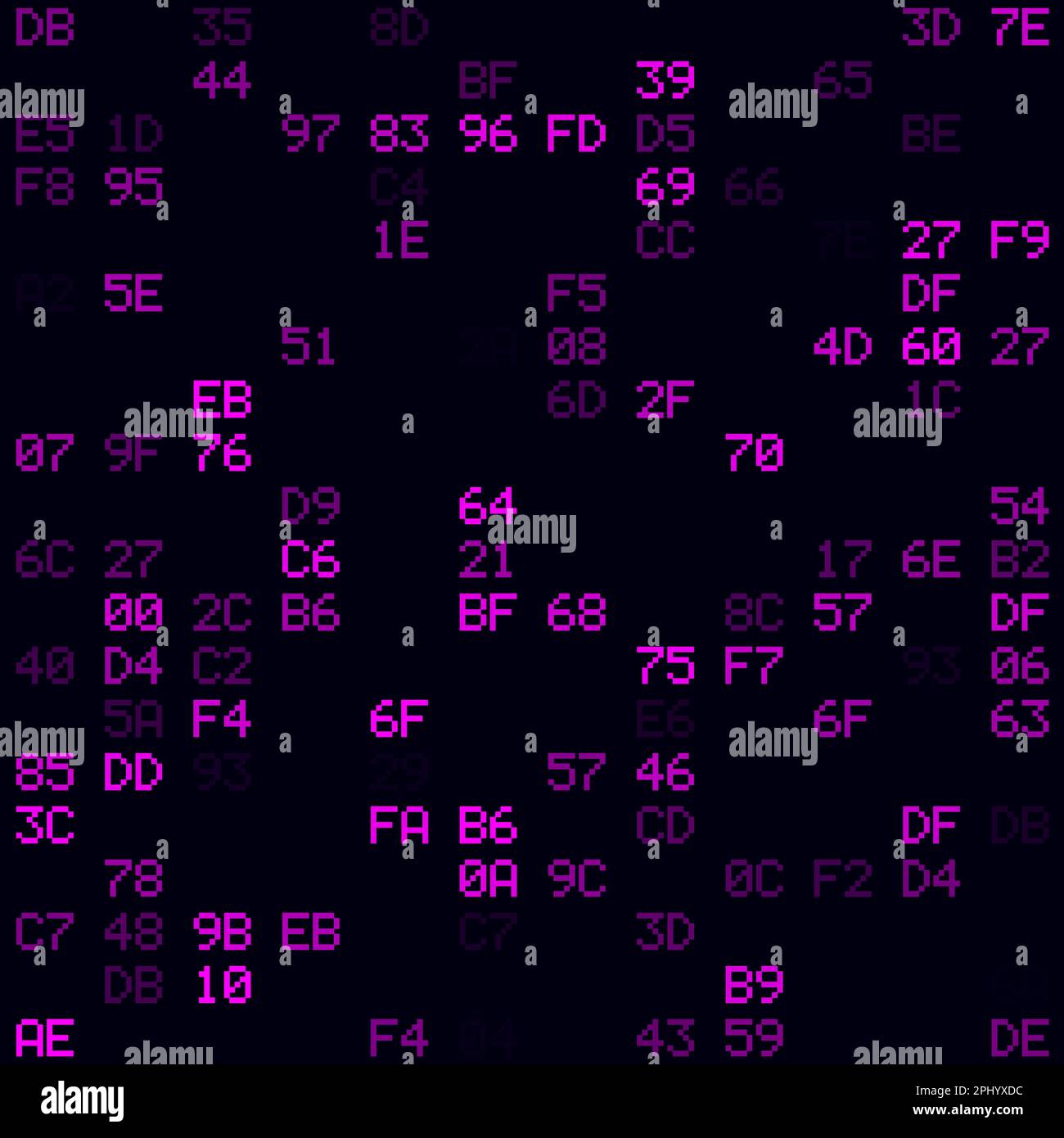 Futuristic tech background. Magenta sparse hexadecimal pairs background ...