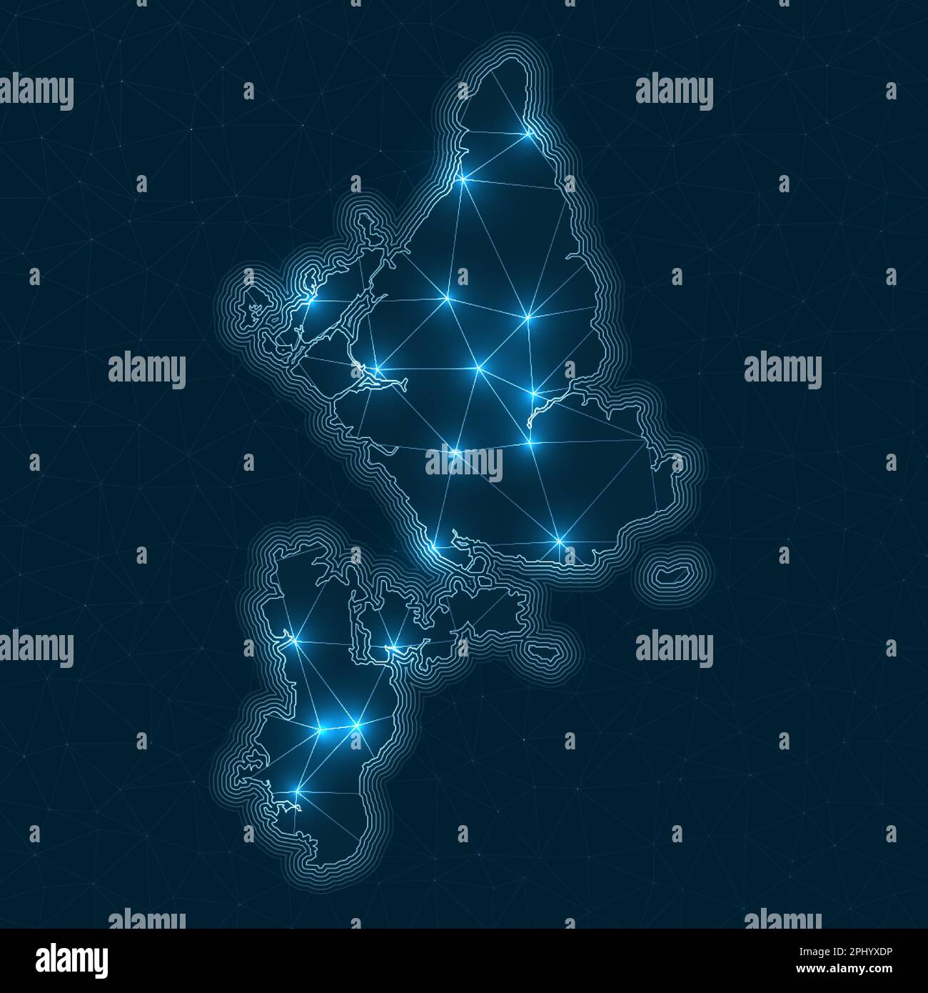 Siargao network map. Abstract geometric map of the island. Digital ...