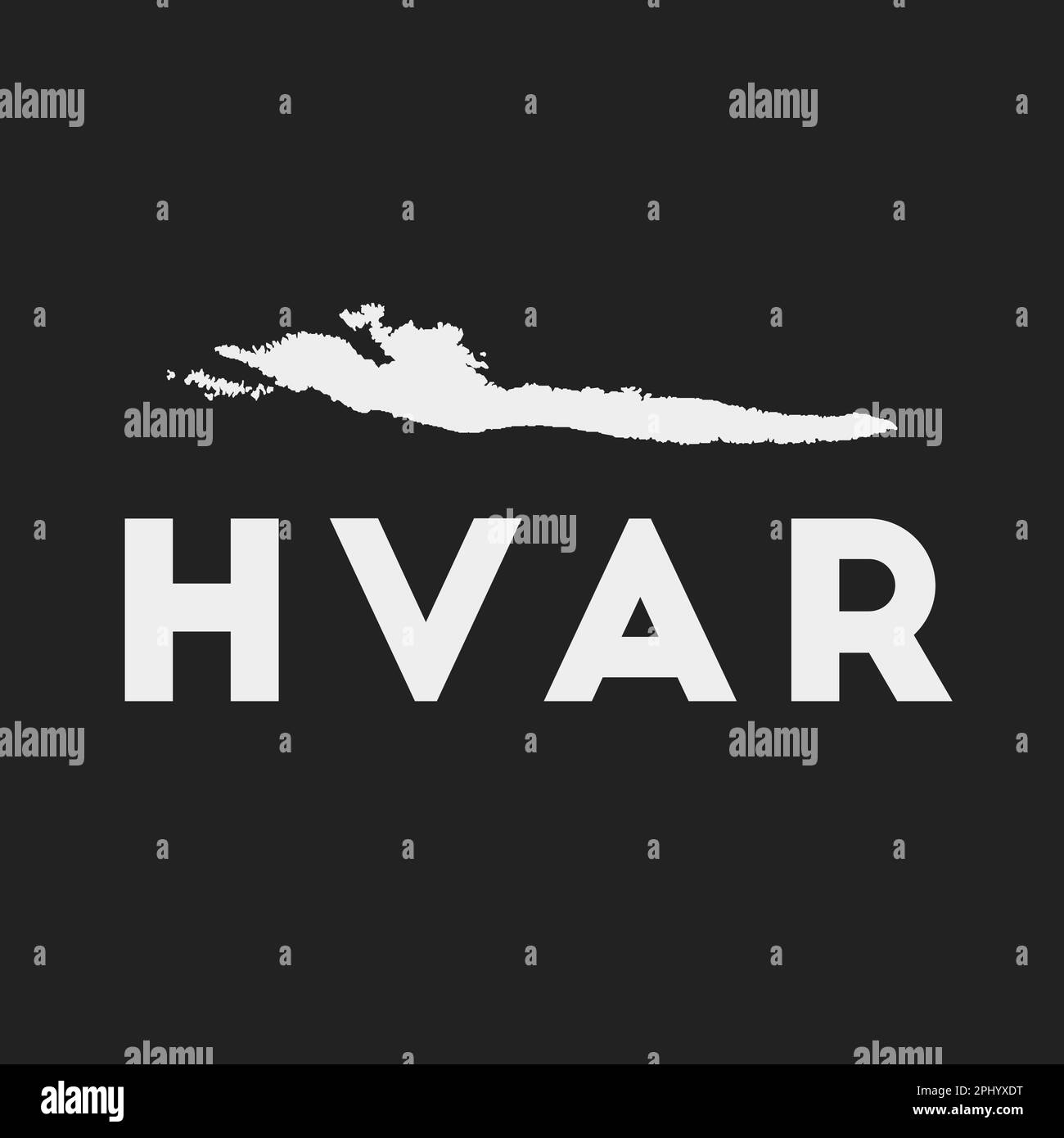 Hvar icon. Island map on dark background. Stylish Hvar map with island ...