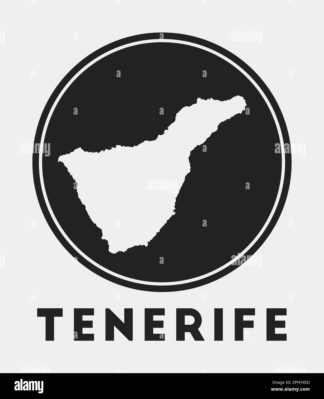 Tenerife icon. Round logo with island map and title. Stylish Tenerife ...
