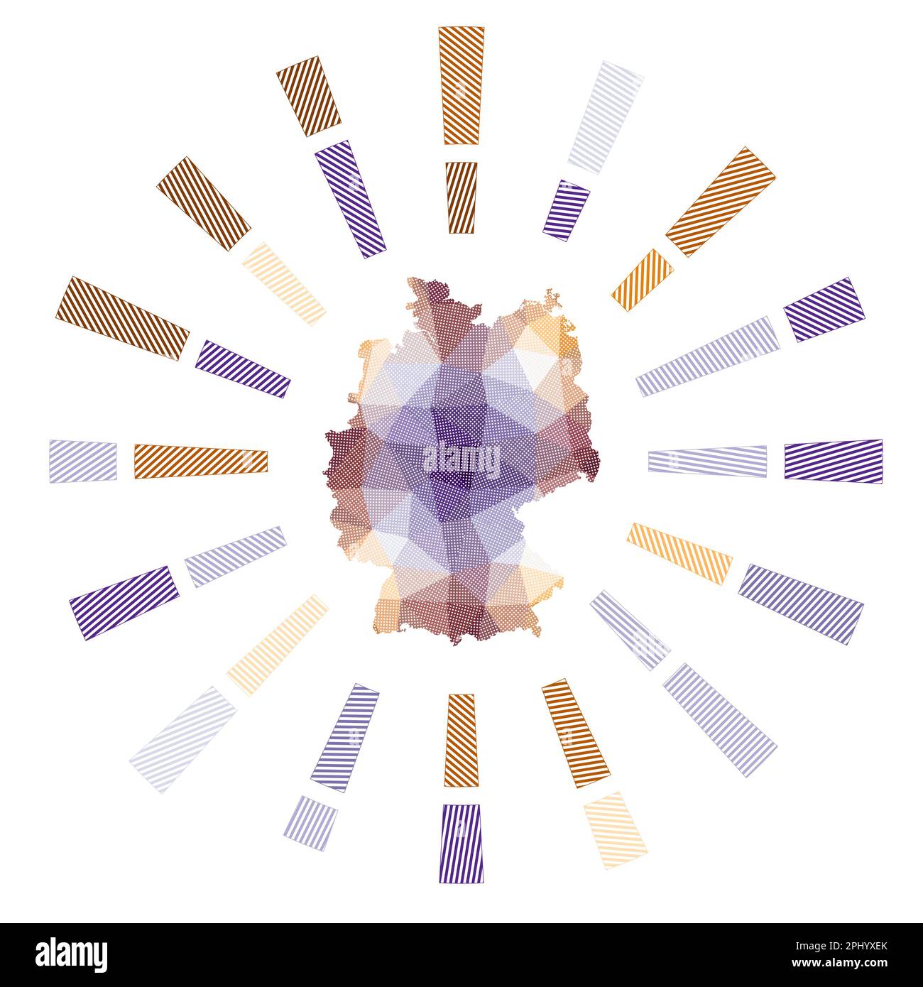 Germany sunburst. Low poly striped rays and map of the country ...