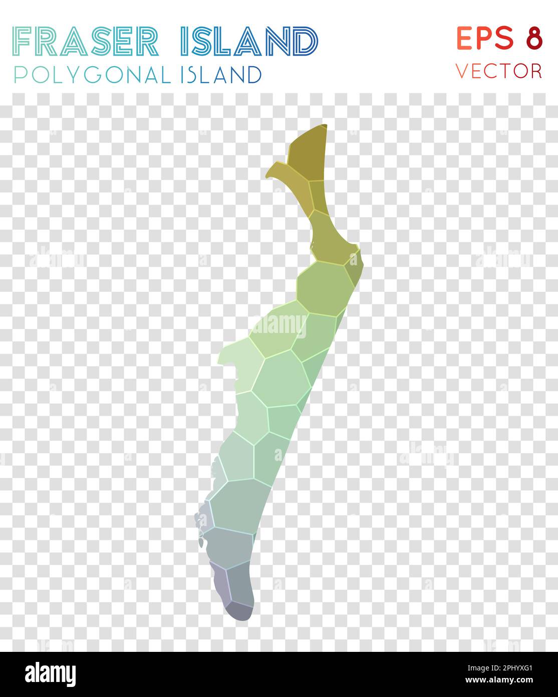 Fraser Island polygonal map, mosaic style island. Perfect low poly ...