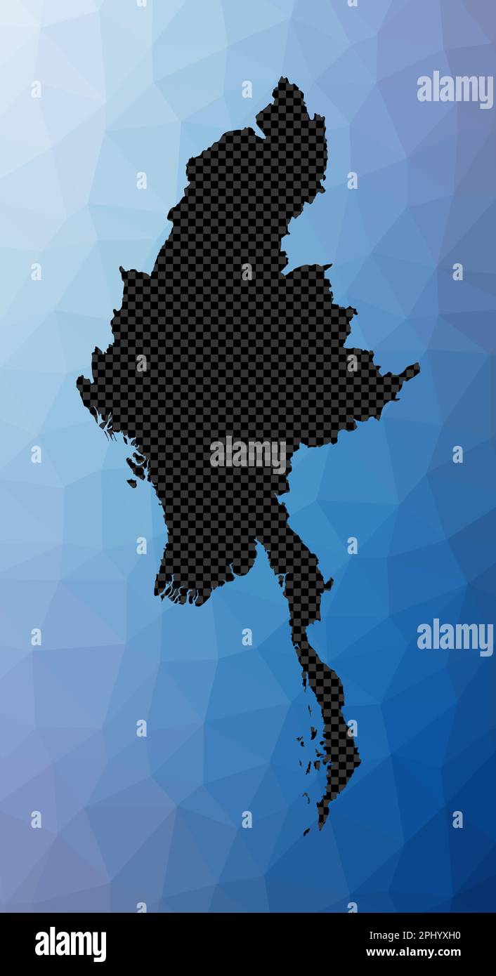 Myanmar geometric map. Stencil shape of Myanmar in low poly style ...