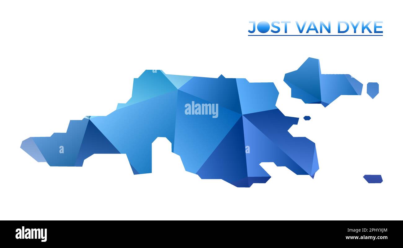 Vector polygonal Jost Van Dyke map. Vibrant geometric island in low ...
