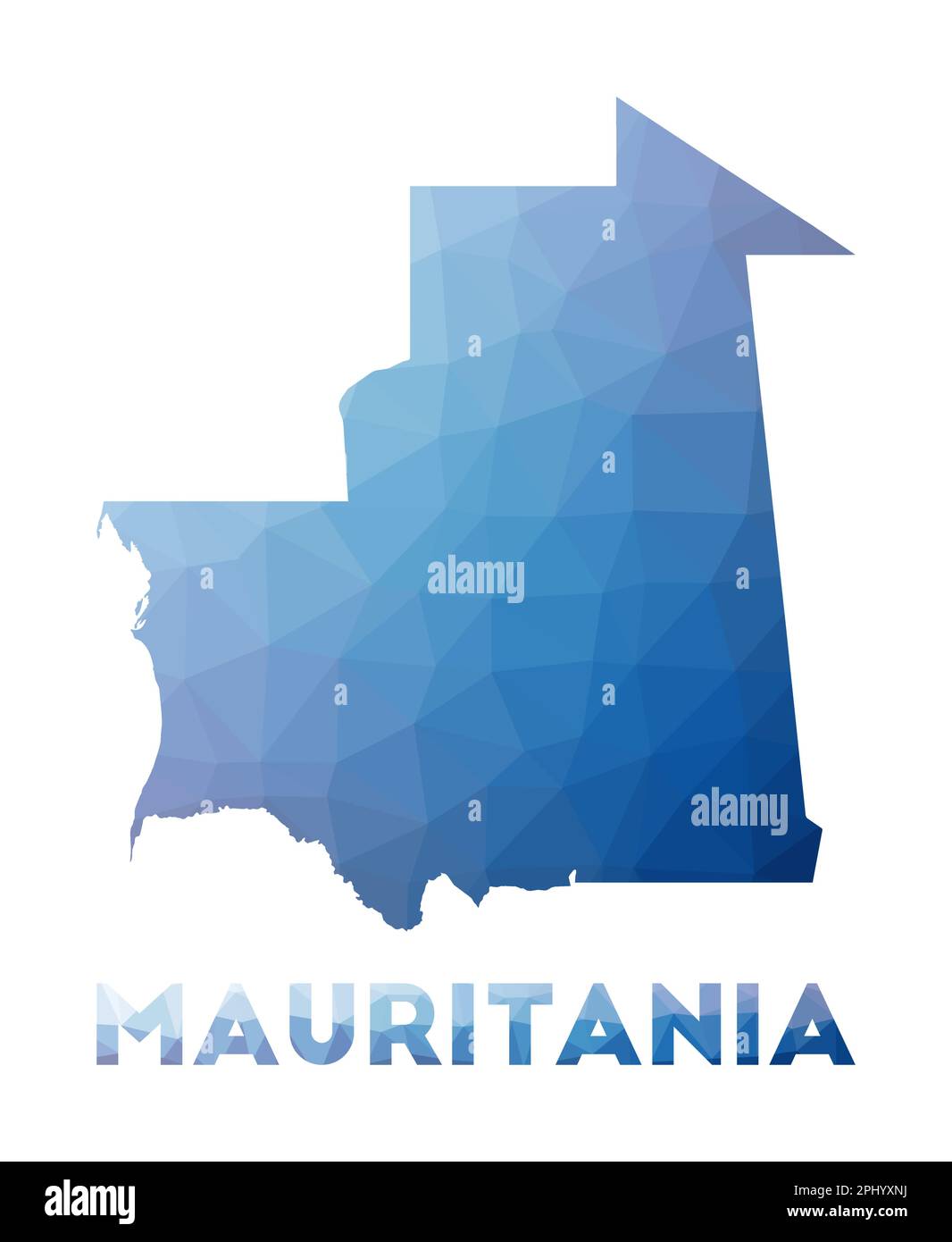 Low poly map of Mauritania. Geometric illustration of the country ...