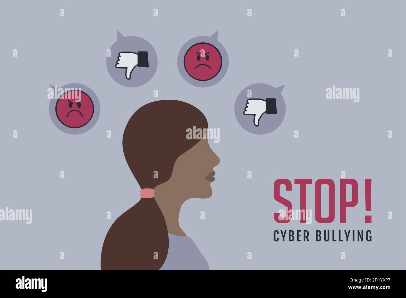 stop cyber bullying concept with depressed girl Stock Vector Image ...