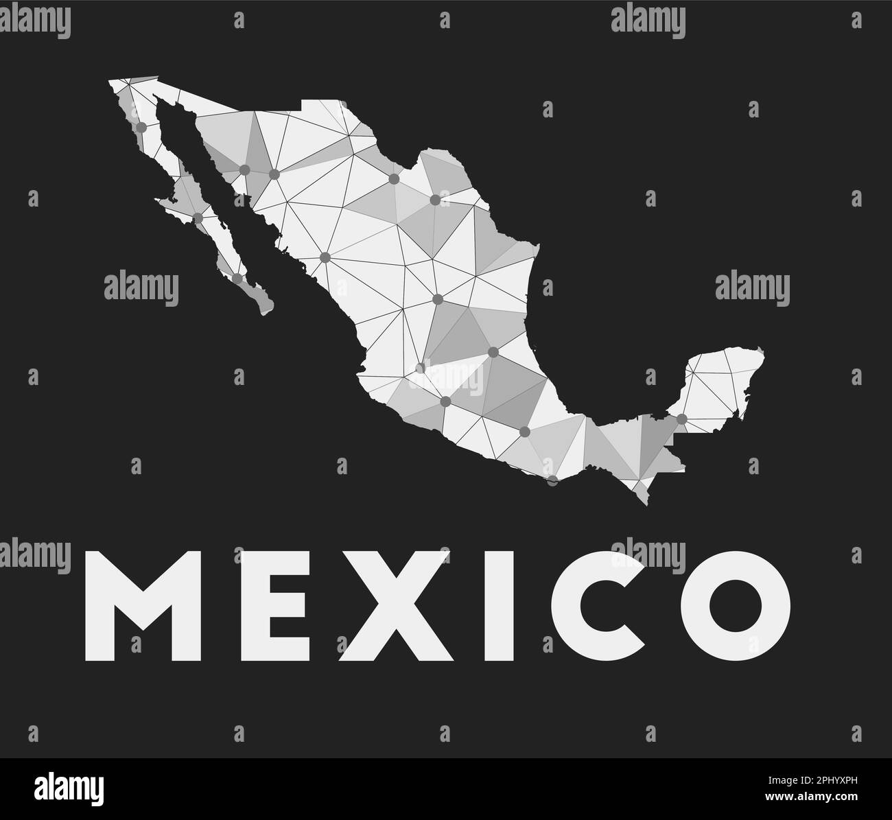 Mexico - communication network map of country. Mexico trendy geometric ...