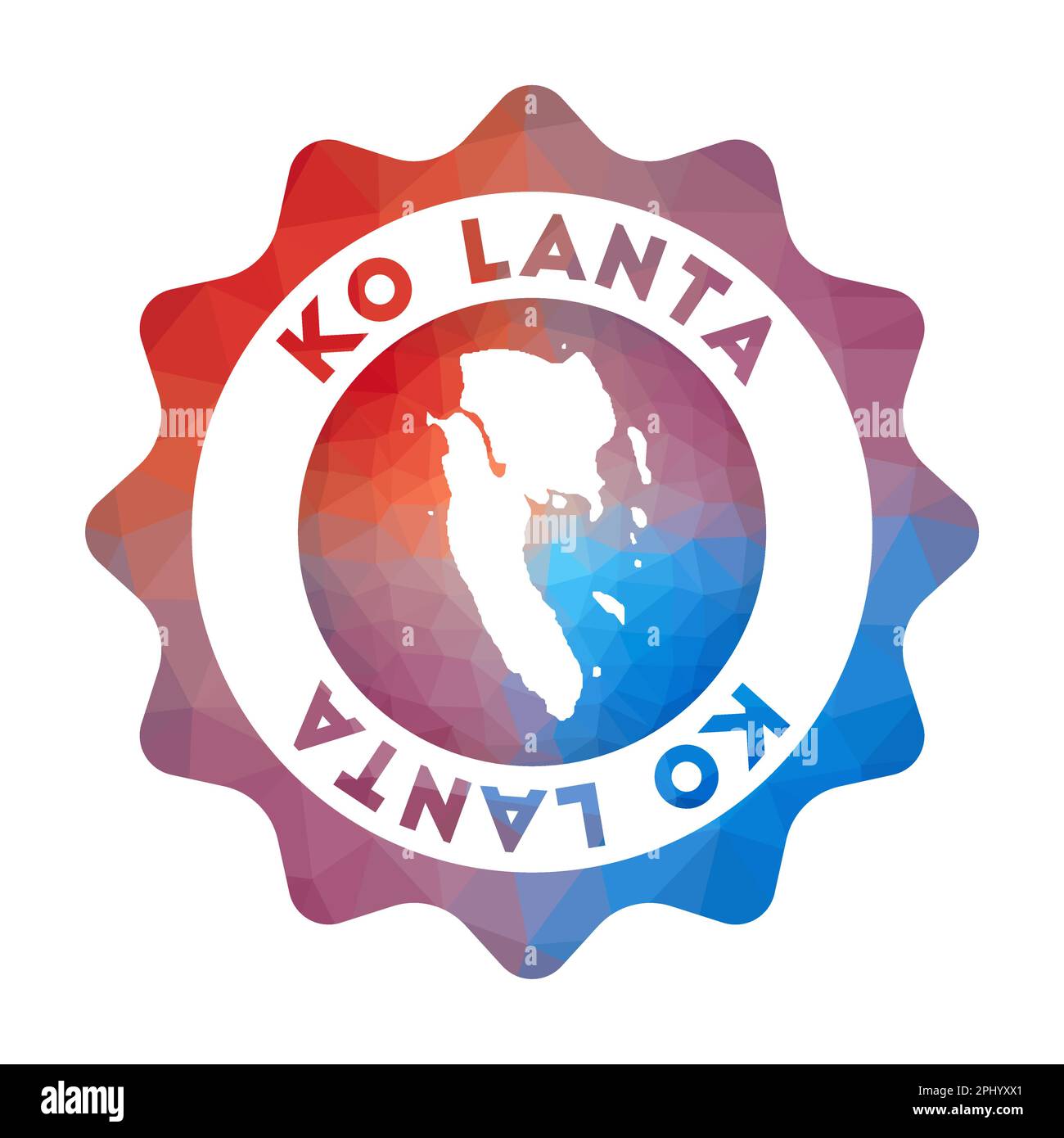 Ko Lanta low poly logo. Colorful gradient travel logo of the island in ...