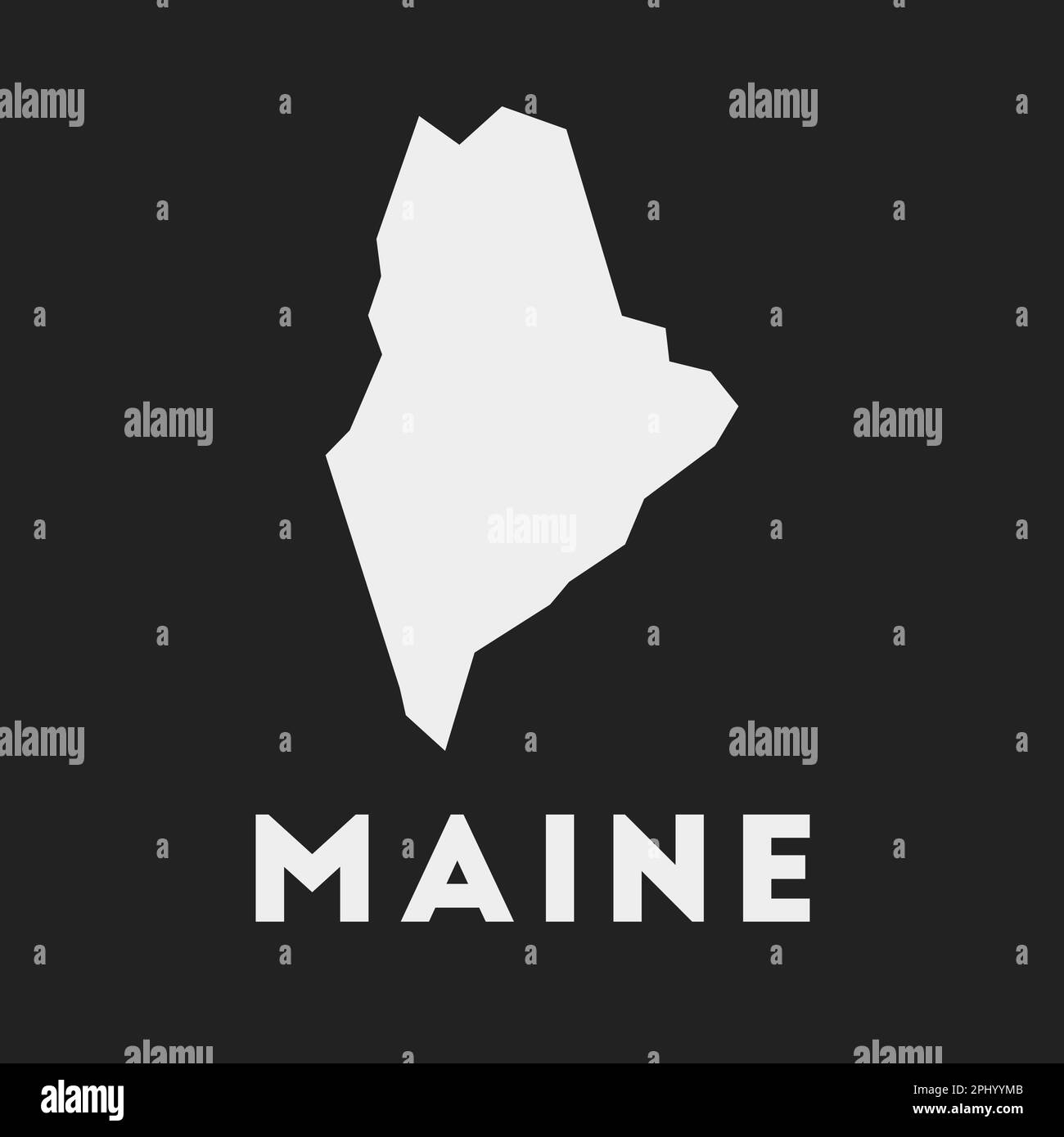 Maine icon. US state map on dark background. Stylish Maine map with US ...