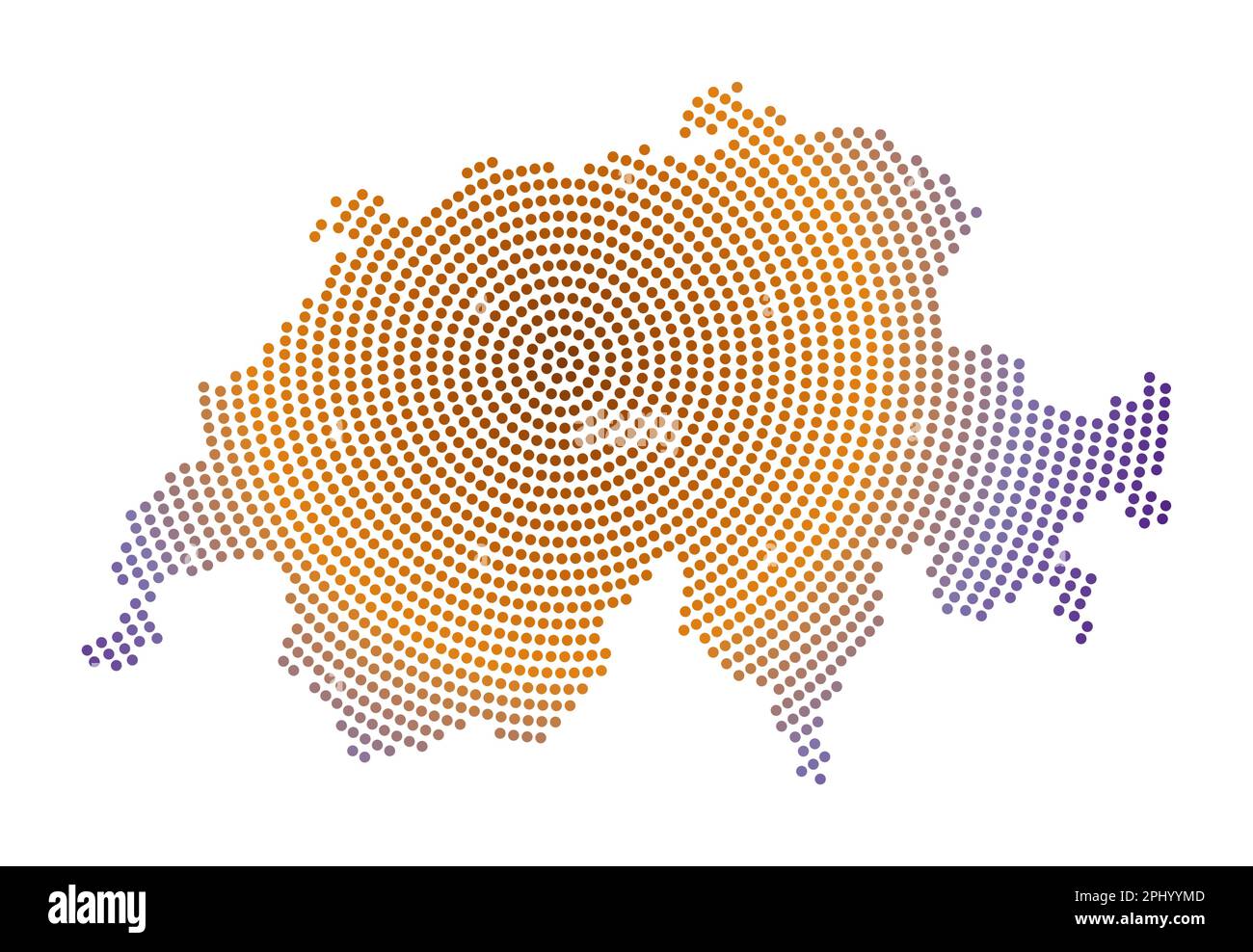 Switzerland dotted map. Digital style shape of Switzerland. Tech icon ...