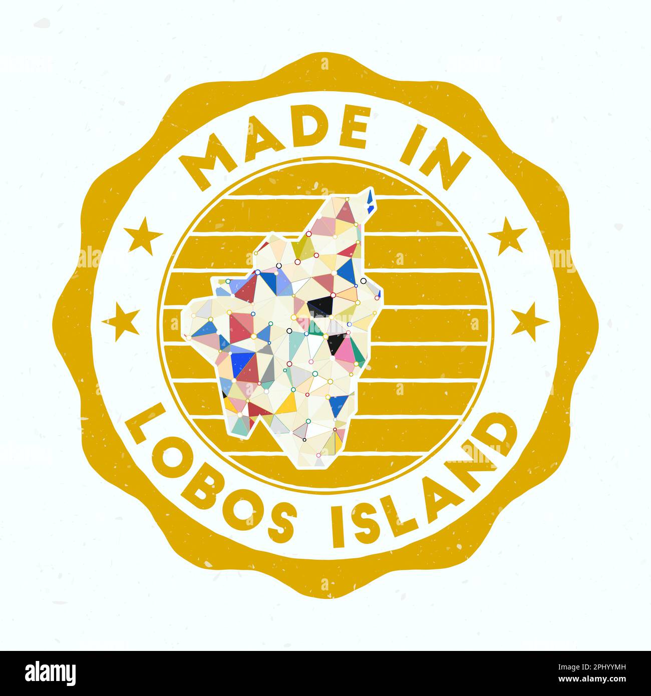 Made In Lobos Island. Island round stamp. Seal of Lobos Island with ...