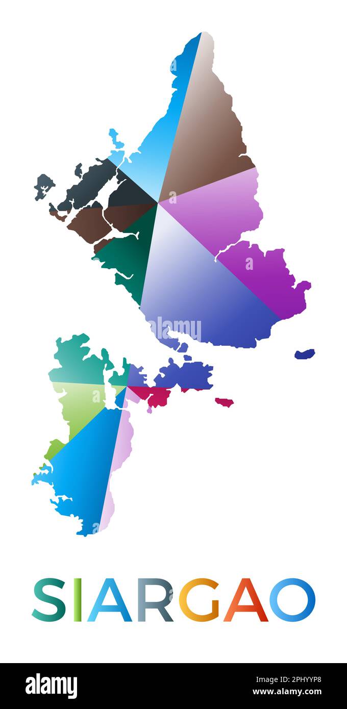 Bright colored Siargao shape. Multicolor geometric style island logo ...