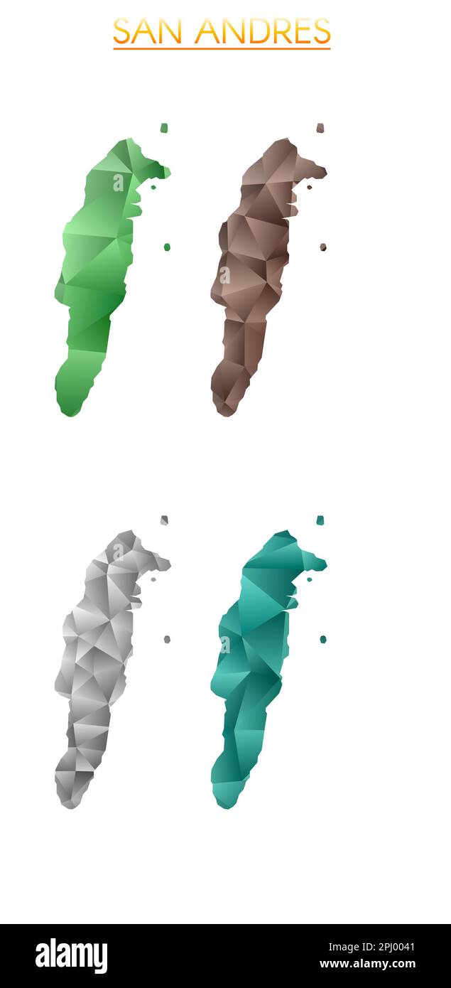 Set of vector polygonal maps of San Andres. Bright gradient map of ...