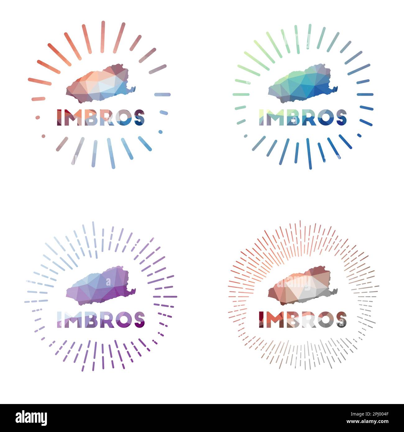 Imbros low poly sunburst set. Logo of island in geometric polygonal ...