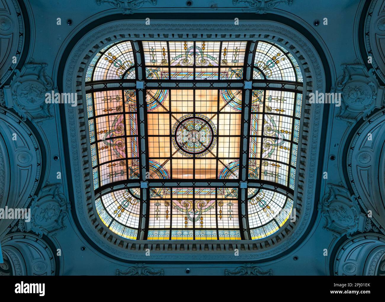 Interior of the National Library building on Rio Branco Avenue ...