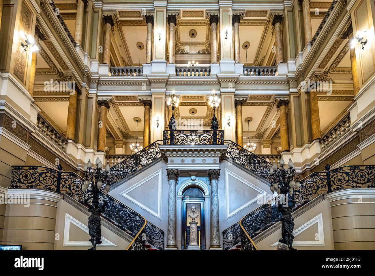 Interior of the National Library building on Rio Branco Avenue ...