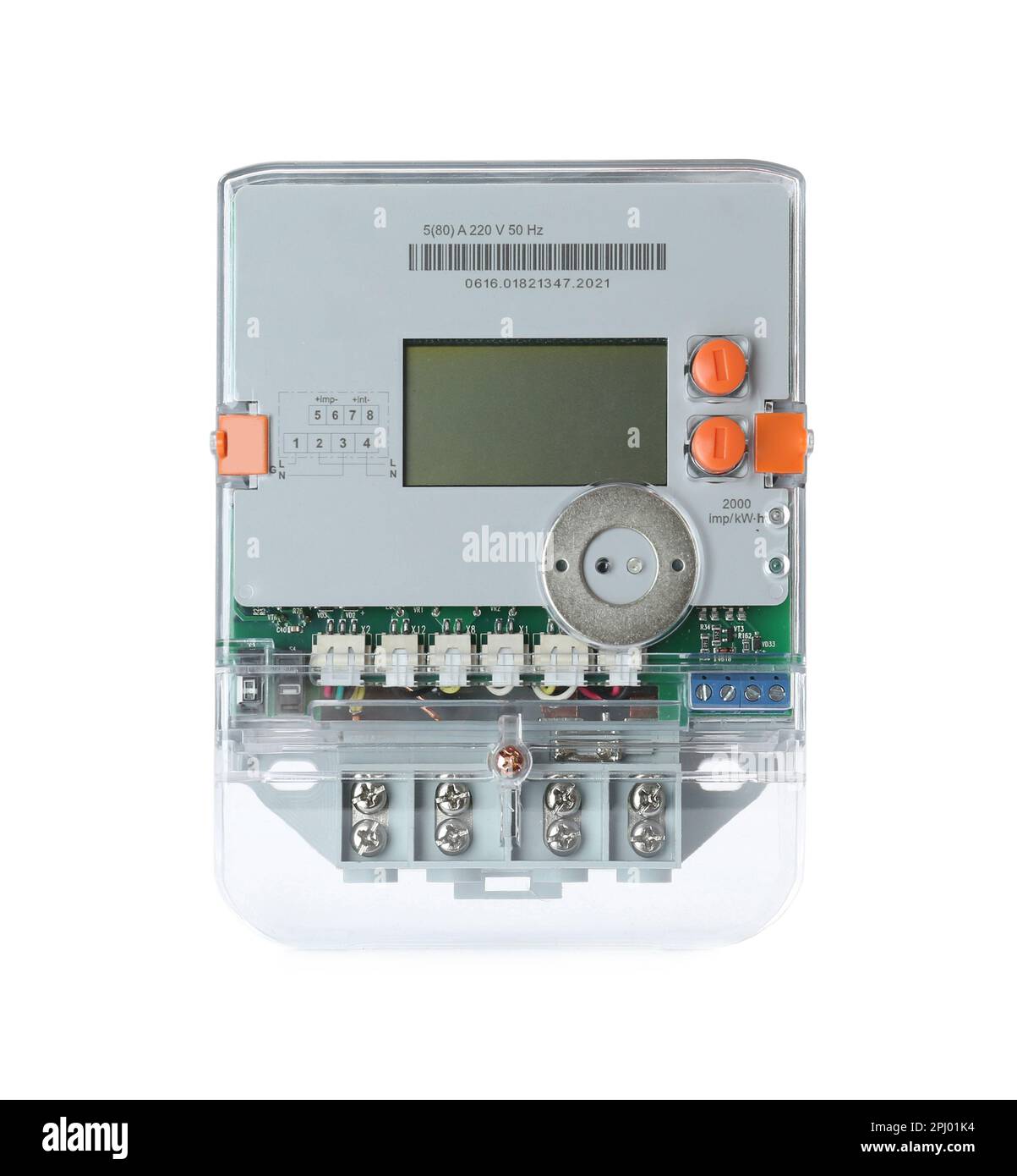 Electricity meter isolated on white background. Measuring device Stock ...