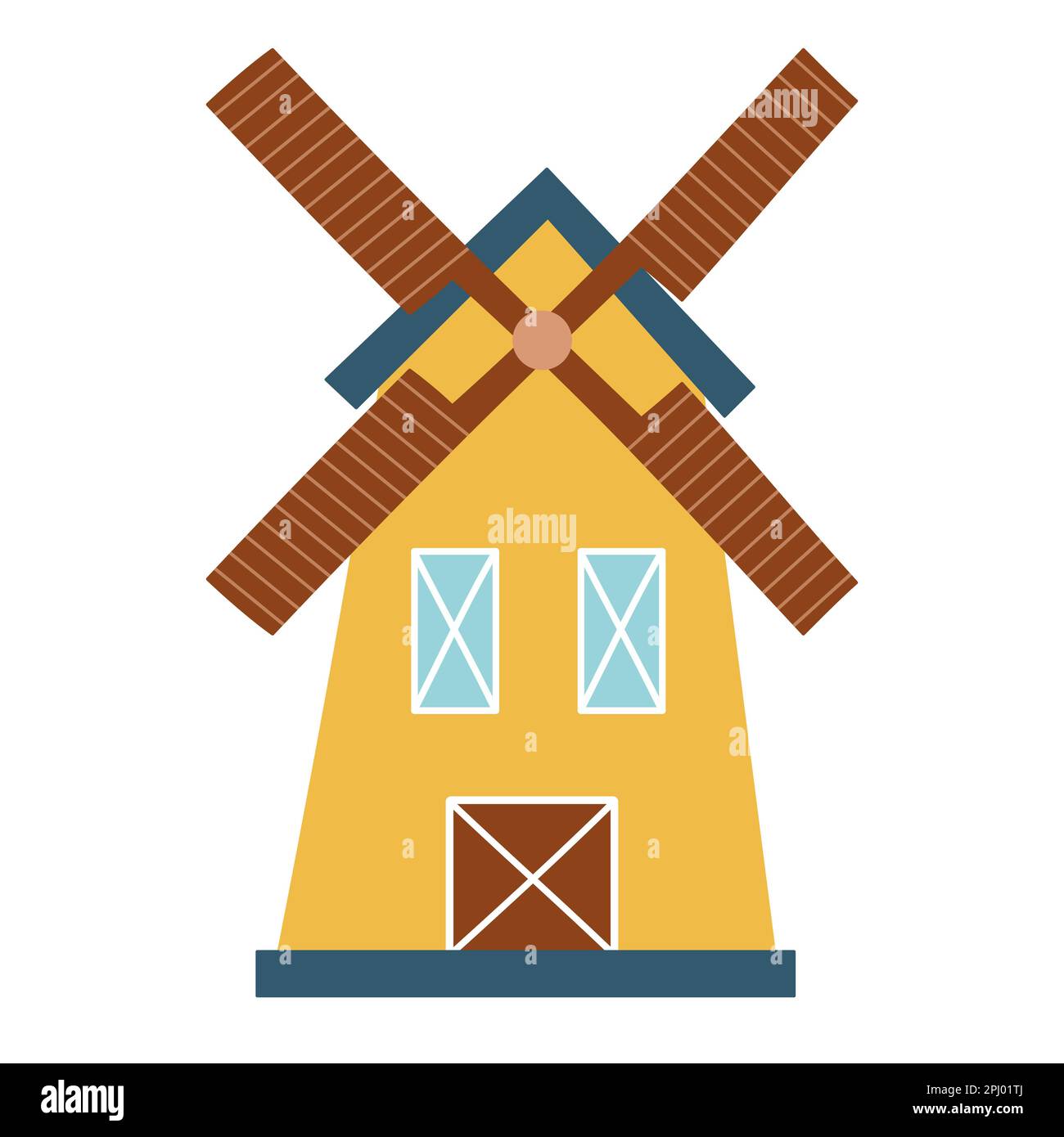Windmill isolated element in cartoon style. Hand drawn farm mill icon ...