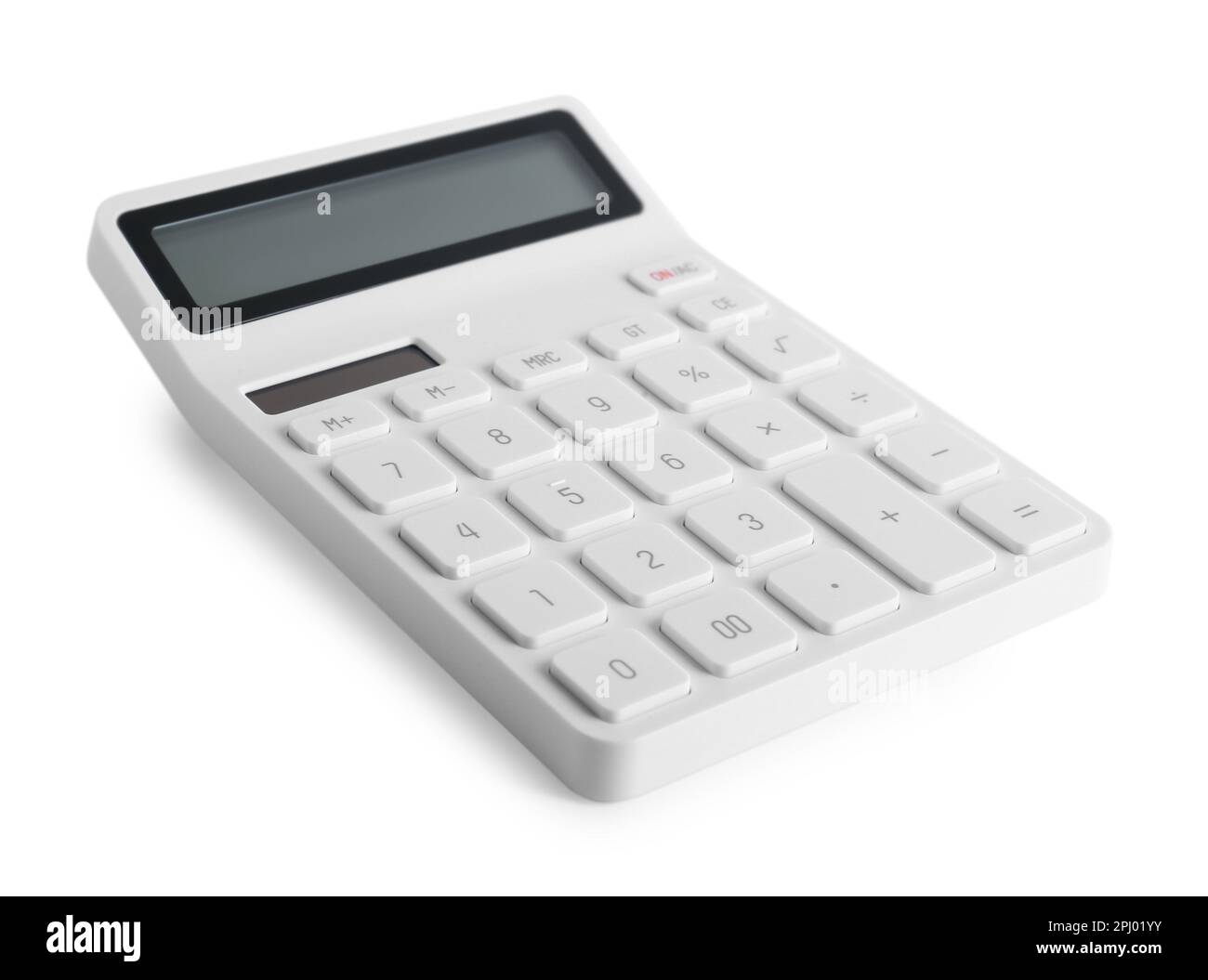 Modern calculator on white background. School stationery Stock Photo ...