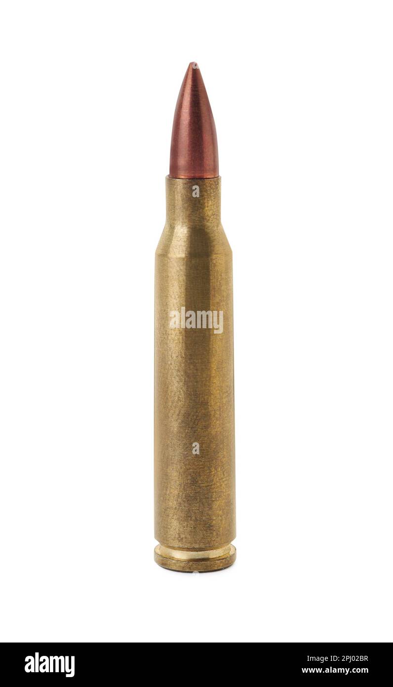 One bullet isolated on white. Military ammunition Stock Photo - Alamy
